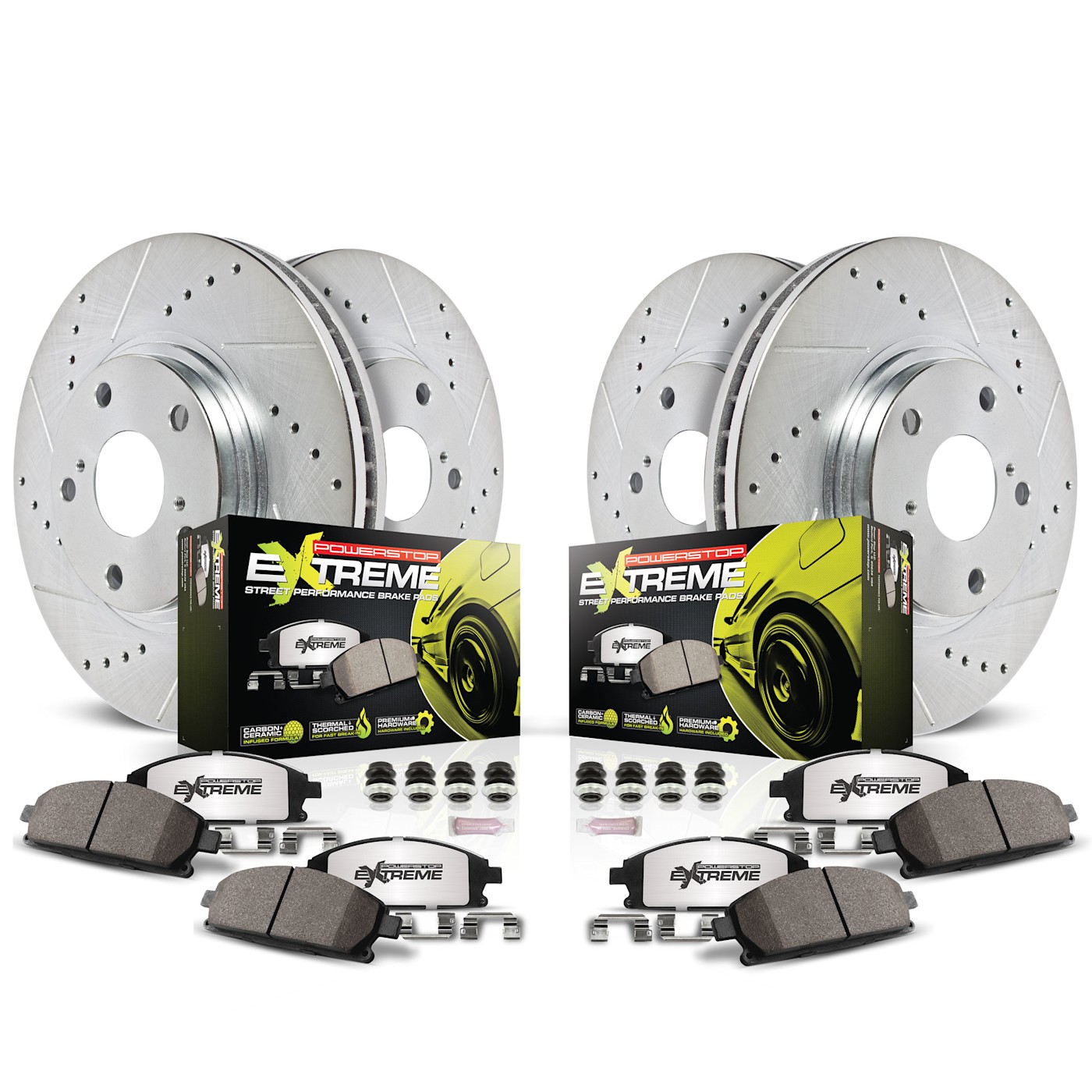 Powerstop K7436-26 4-Wheel Set Brake Disc and Pad Kits Front & Rear for ...